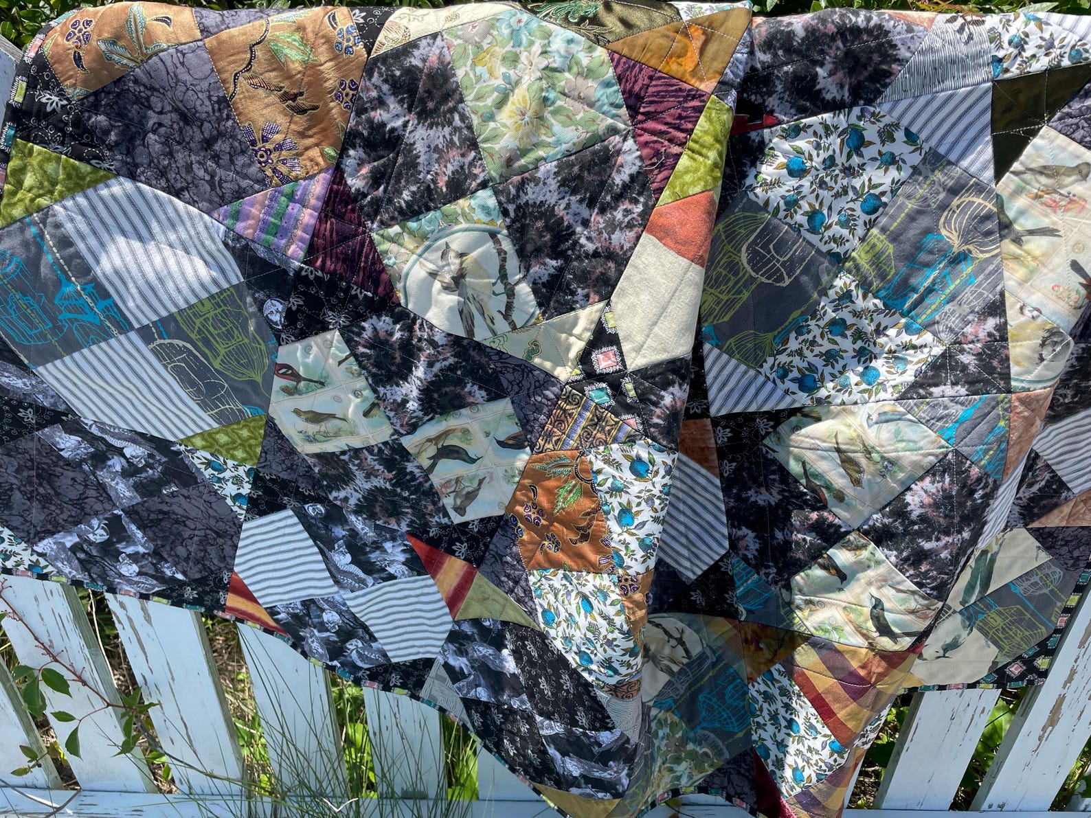 BIRDS OF A FEATHER Handmade Lap Quilt Mixed Vintage and Upcycled ...