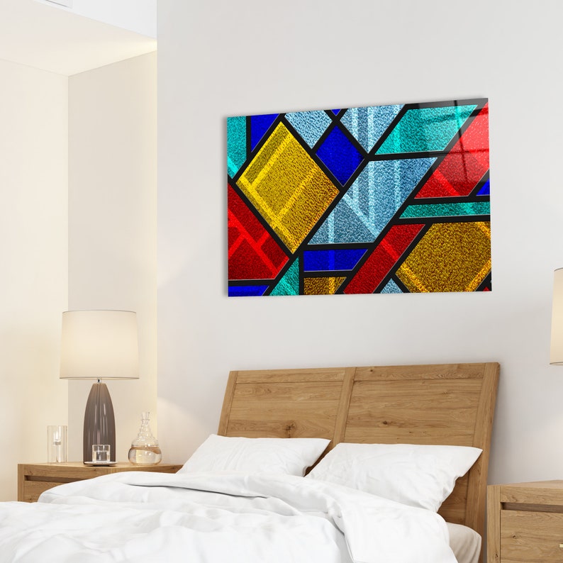 Colored Stained Glass Window Sketch Art Deco Abstract Background With ...