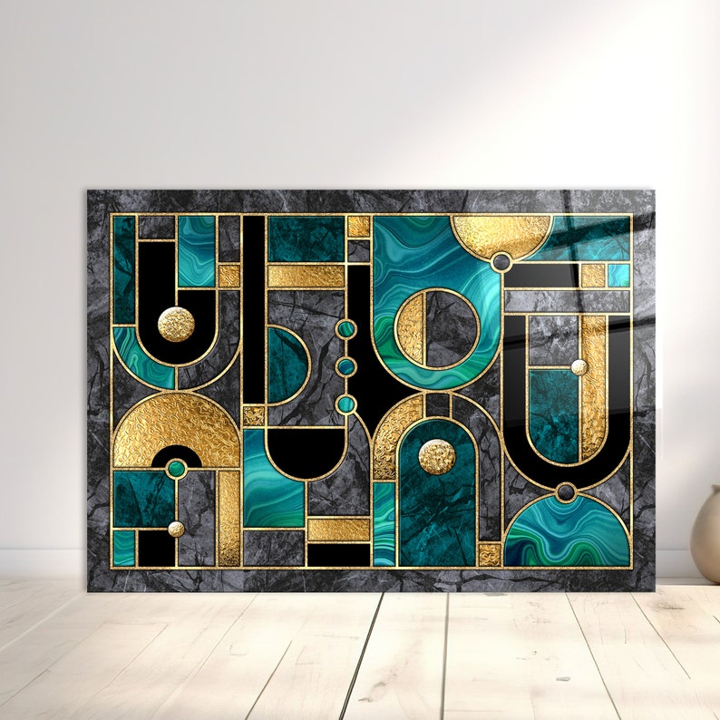 Art Deco Pattern With Mosaic Inlay Grid, Artificial Marble Textures ...