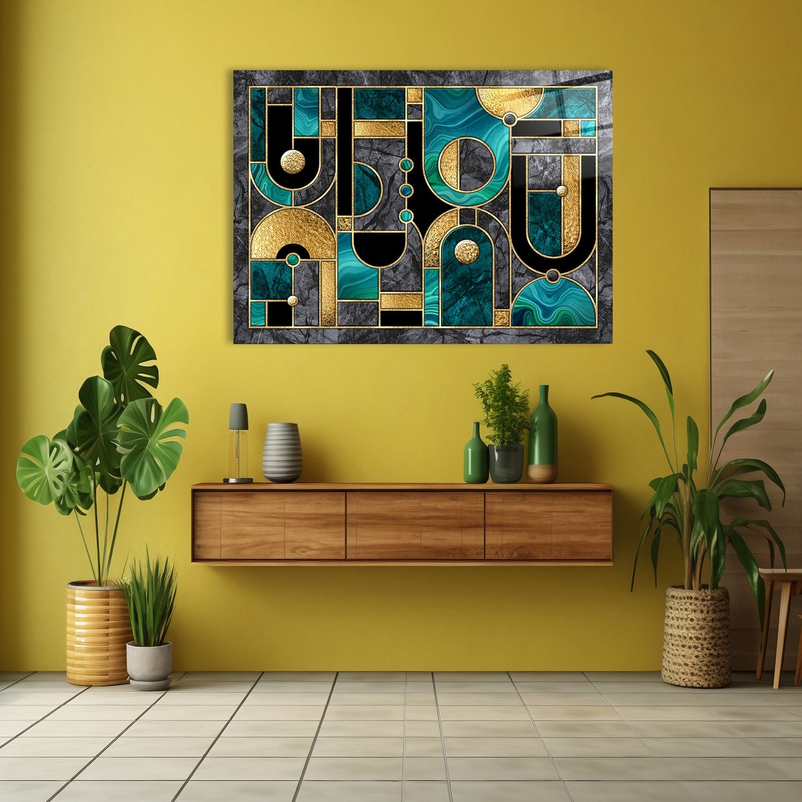 Art Deco Pattern With Mosaic Inlay Grid, Artificial Marble Textures ...