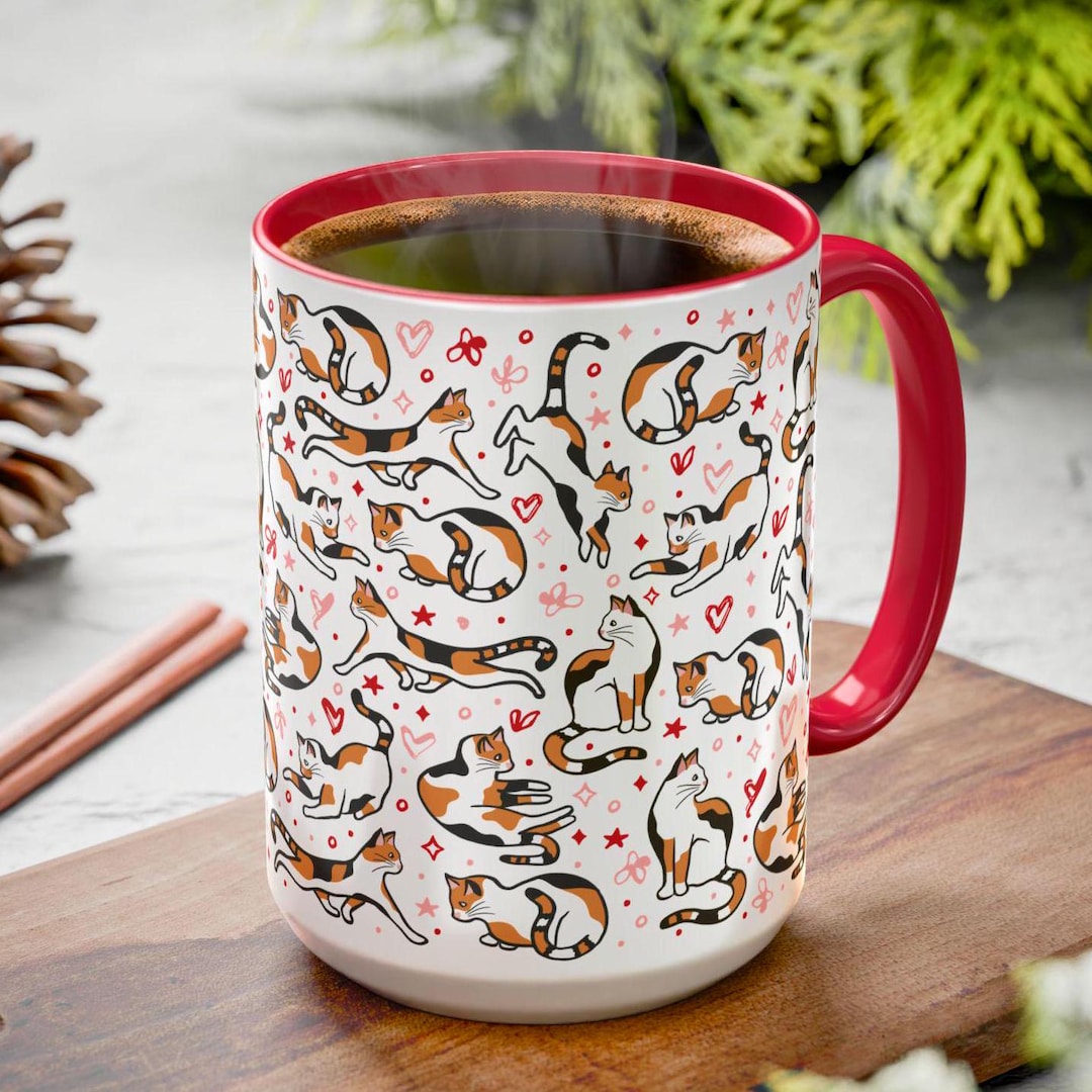 Calico Cat Mug Gift for Cat Lover Coffee Mug Ceramic Latte Cup Cat Mom ...