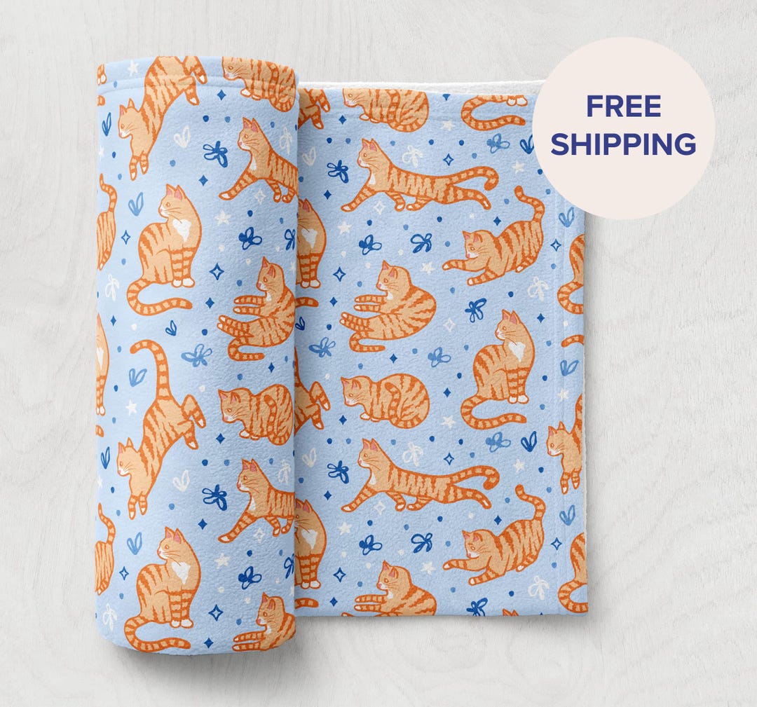 Orange Cat Blanket Pattern Orange Tabby Cat Gifts for Best Friend ...