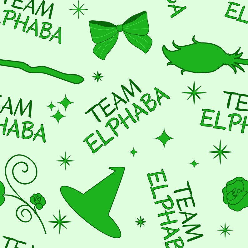 Team Elphaba Seamless Pattern, Wicked the Musical Movie, Digital ...