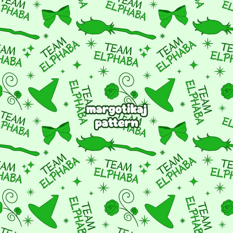 Team Elphaba Seamless Pattern, Wicked the Musical Movie, Digital ...