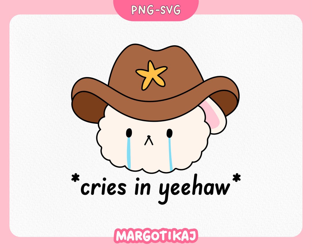 Sad Cowboy Bunny Clipart: Crying Yeehaw Meme (PNG SVG Digital Download ...
