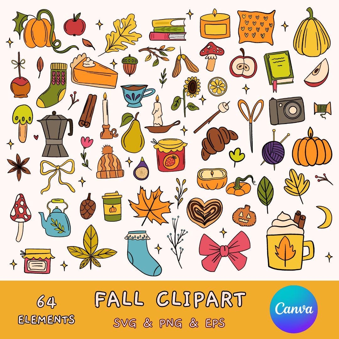 Fall Clipart Bundle, Fall Leaves, Thanksgiving Png, Autumn Clipart ...