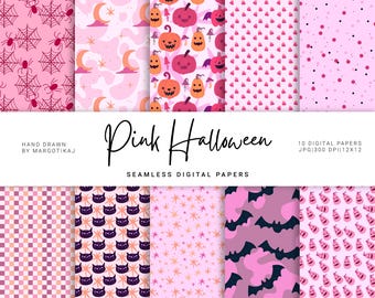 Pink Halloween, Printable Digital Paper Pack - Etsy UK