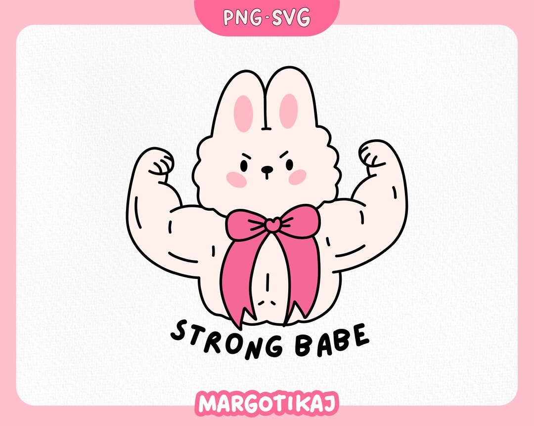 Muscular Bunny Fitness Clipart: Gym Workout SVG, PNG (digital Download ...