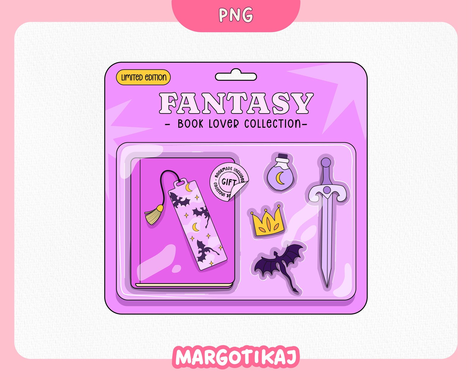 Fantasy Book Lover Sticker Set: Sword, Dragon, Crown (digital Download ...