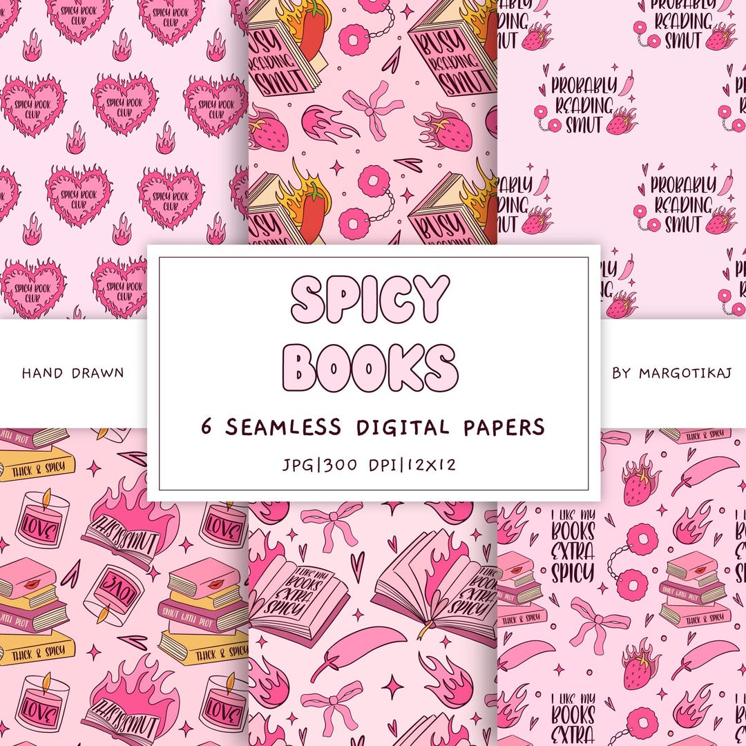 Spicy Book Seamless Pattern Pack, Digital Download, Smut Book Digital ...
