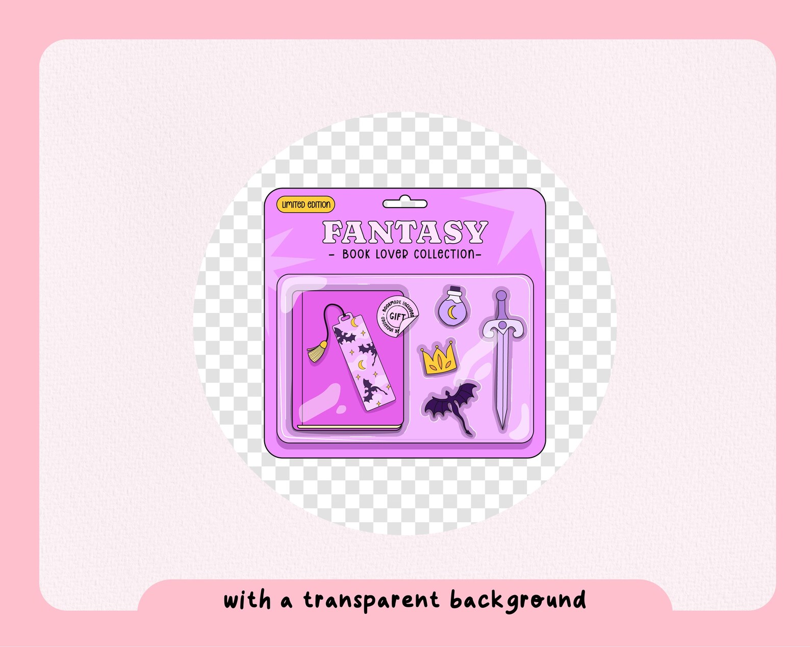 Fantasy Book Lover Sticker Set: Sword, Dragon, Crown (digital Download ...