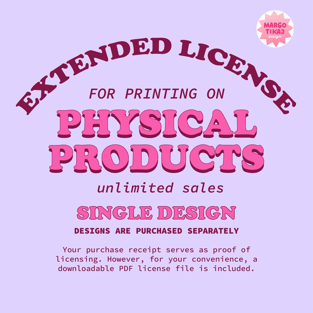 Commercial License for Printing on Physical Products for ONE DESIGN - Etsy