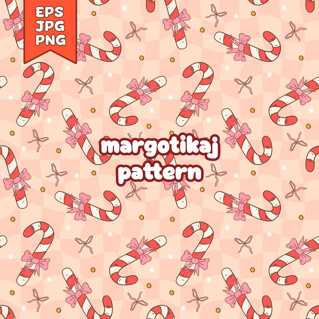Candy Cane Christmas Seamless Pattern, Retro Christmas Digital Paper ...