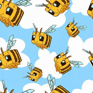 Minecraft Bee Printable Wrapping Paper | Cartoon Pattern (digital ...