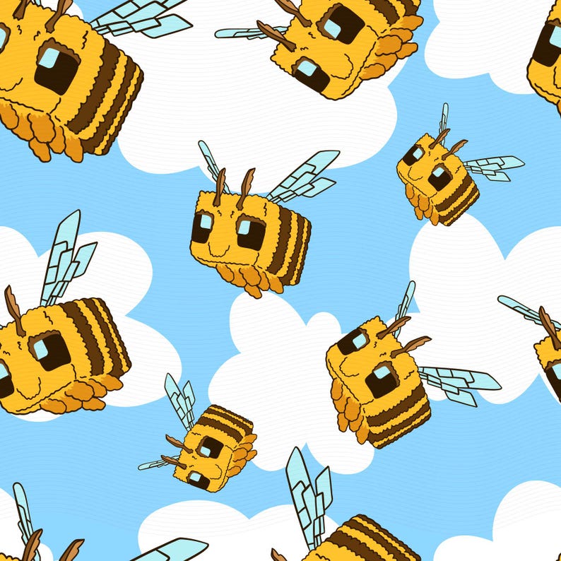 Minecraft Bee Printable Wrapping Paper | Cartoon Pattern (digital ...