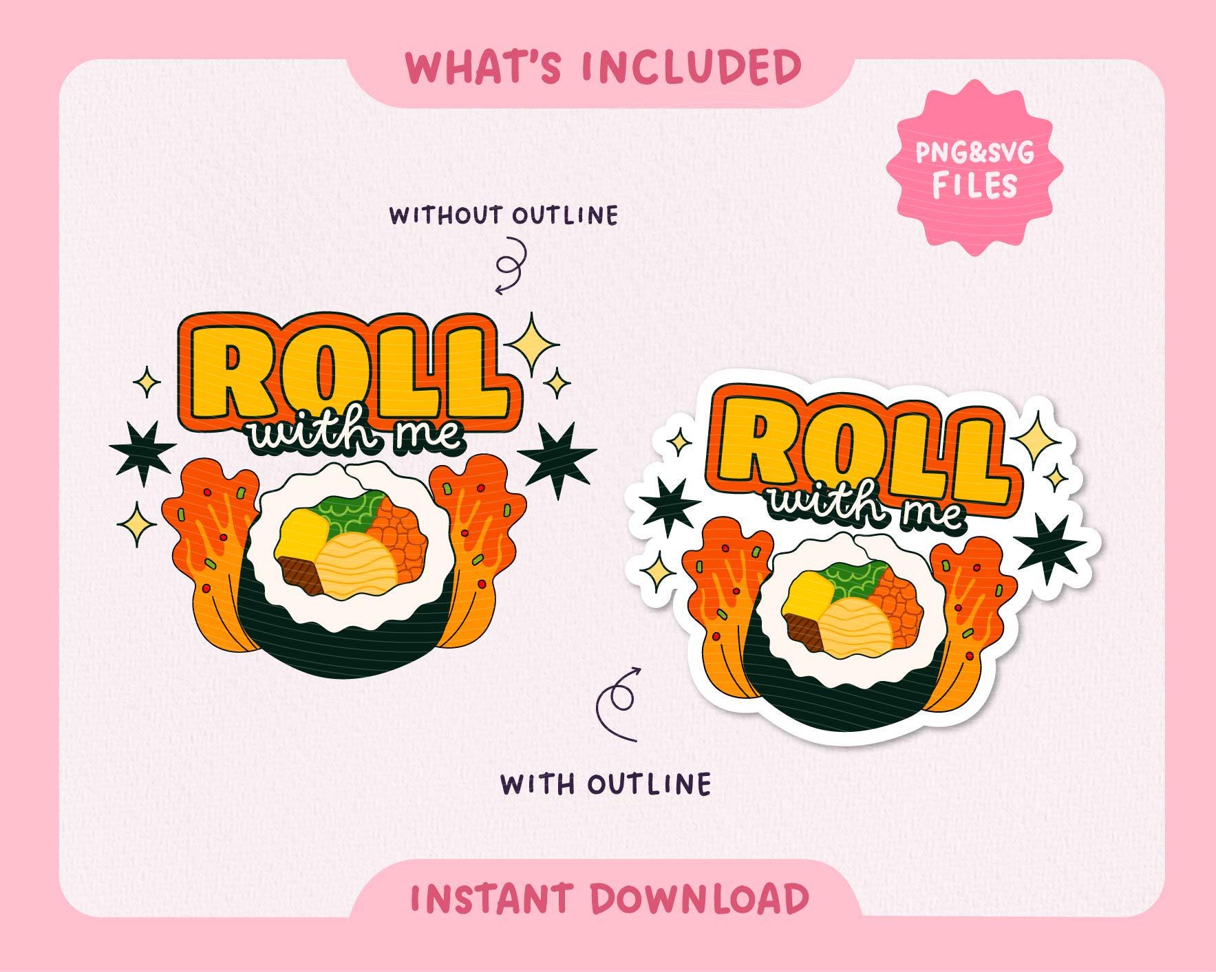 Kimbap SVG & Gimbap Korean PNG | Trendy Kimbap Stickers | Sublimation ...