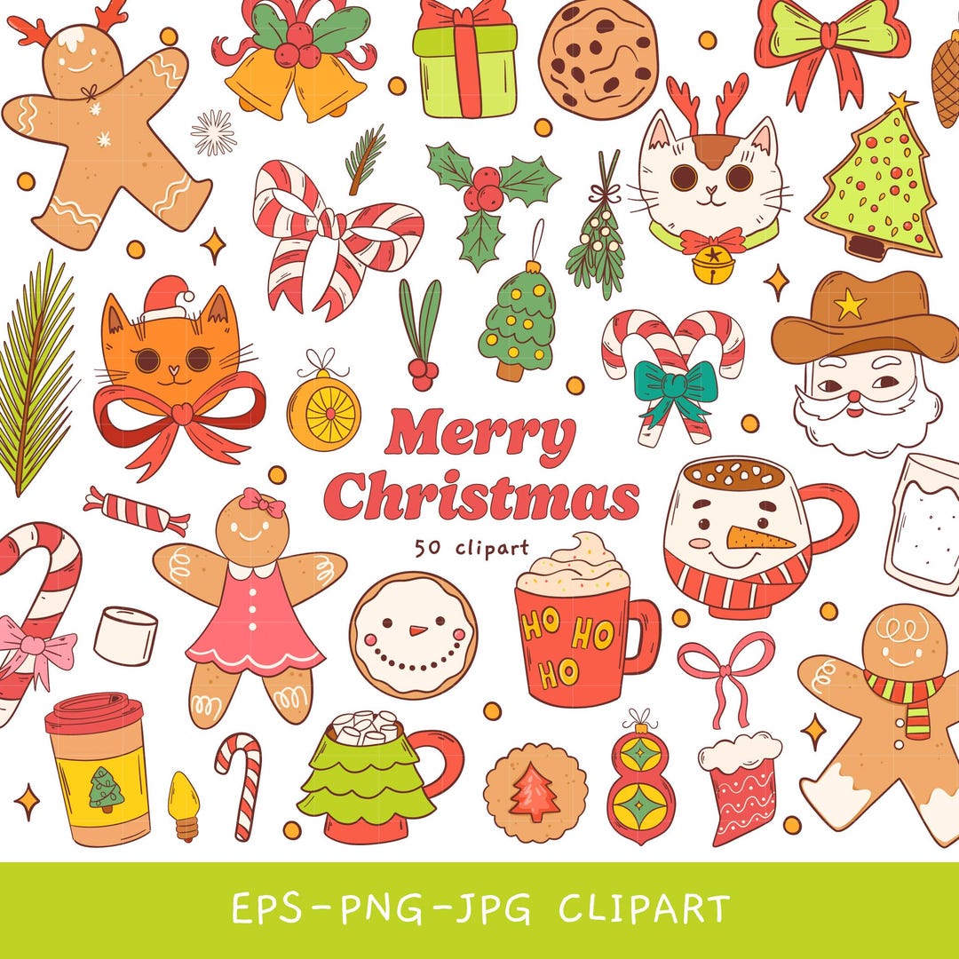 Christmas Clipart PNG Bundle, Merry Christmas Png, Xmas Clipart Bundle ...