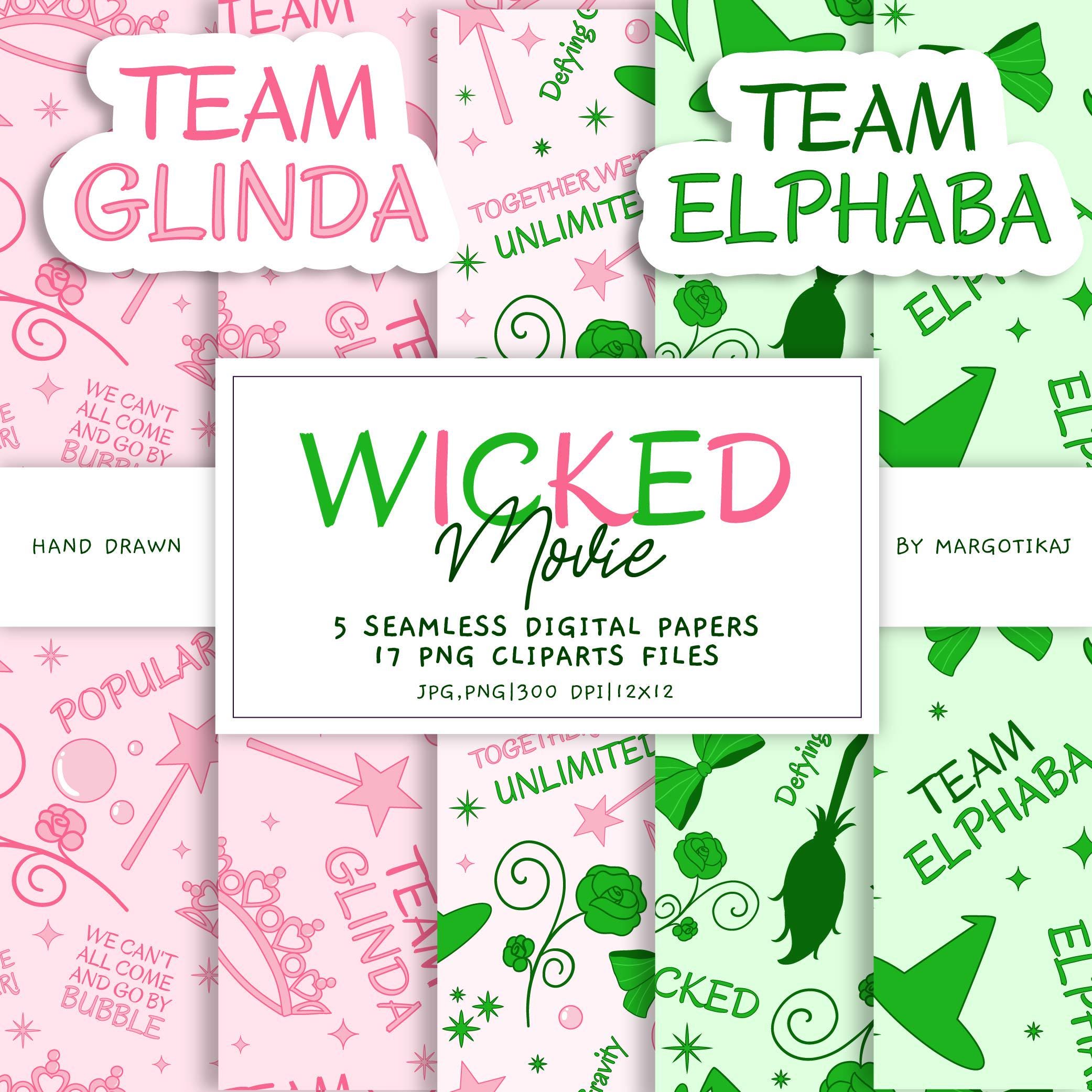 Wicked the Musical Movie Seamless Pattern, Team Elphaba, Team Glinda ...