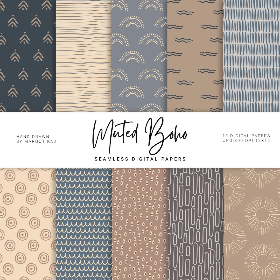 Muted Boho Seamless Digital Papers,bohemian Patterns for Crafting ...