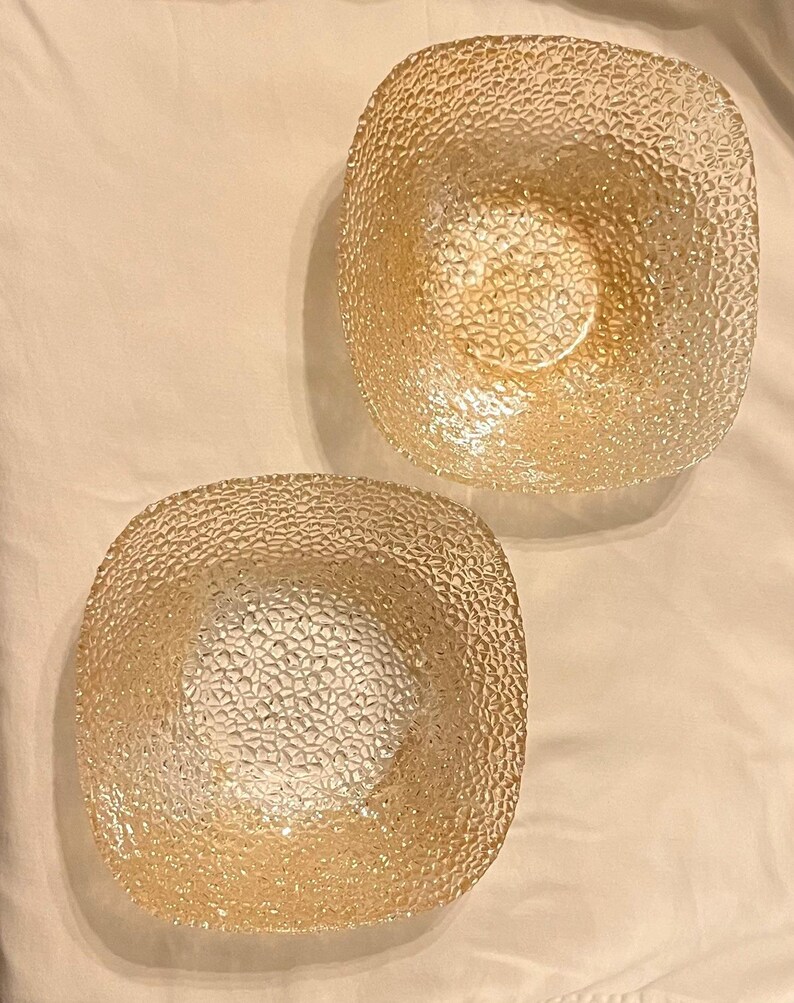 Two Amber-colored Depression Glass Bowls 6 Rounded-square Shape ...