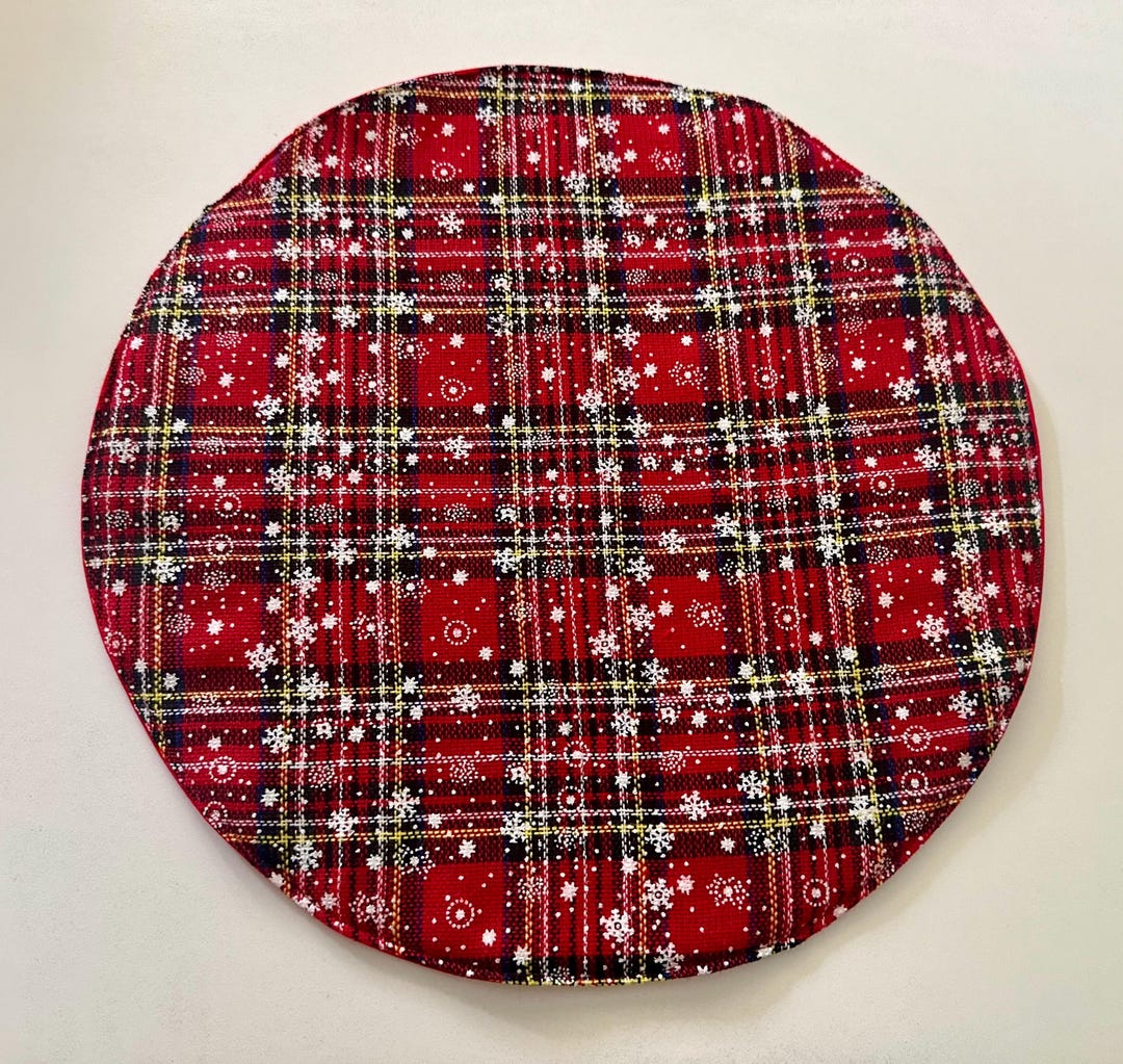 Snowflakes Plaid Red and Black Holiday Christmas Centerpiece Round ...