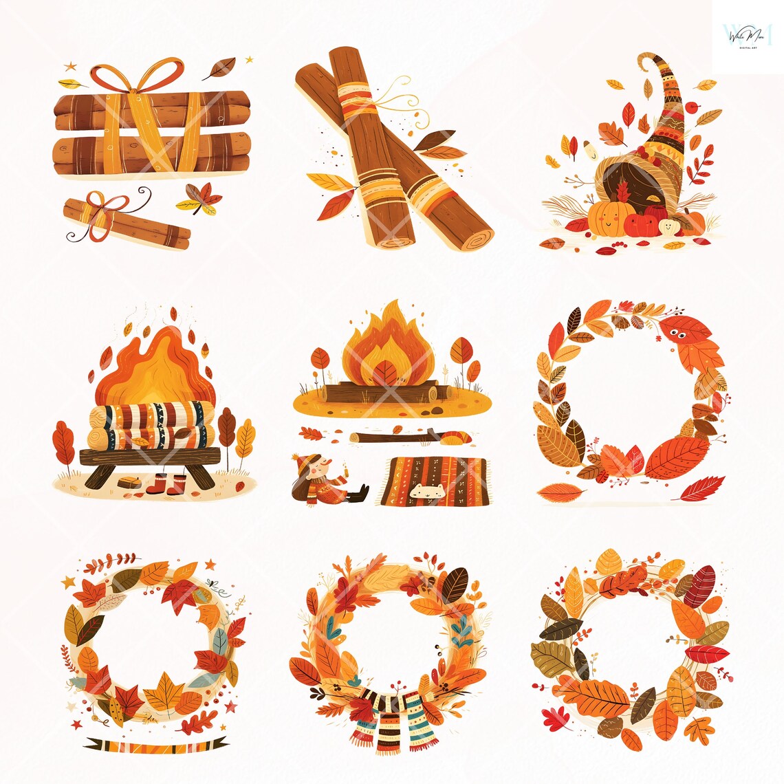 Watercolor Pumpkin Fall Season Clipart, Fall and Autumn Season, Cozy ...