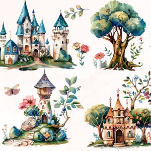 Fairytale Enchanted Forest Digital Clipart, Forest Art, Watercolor, PNG ...