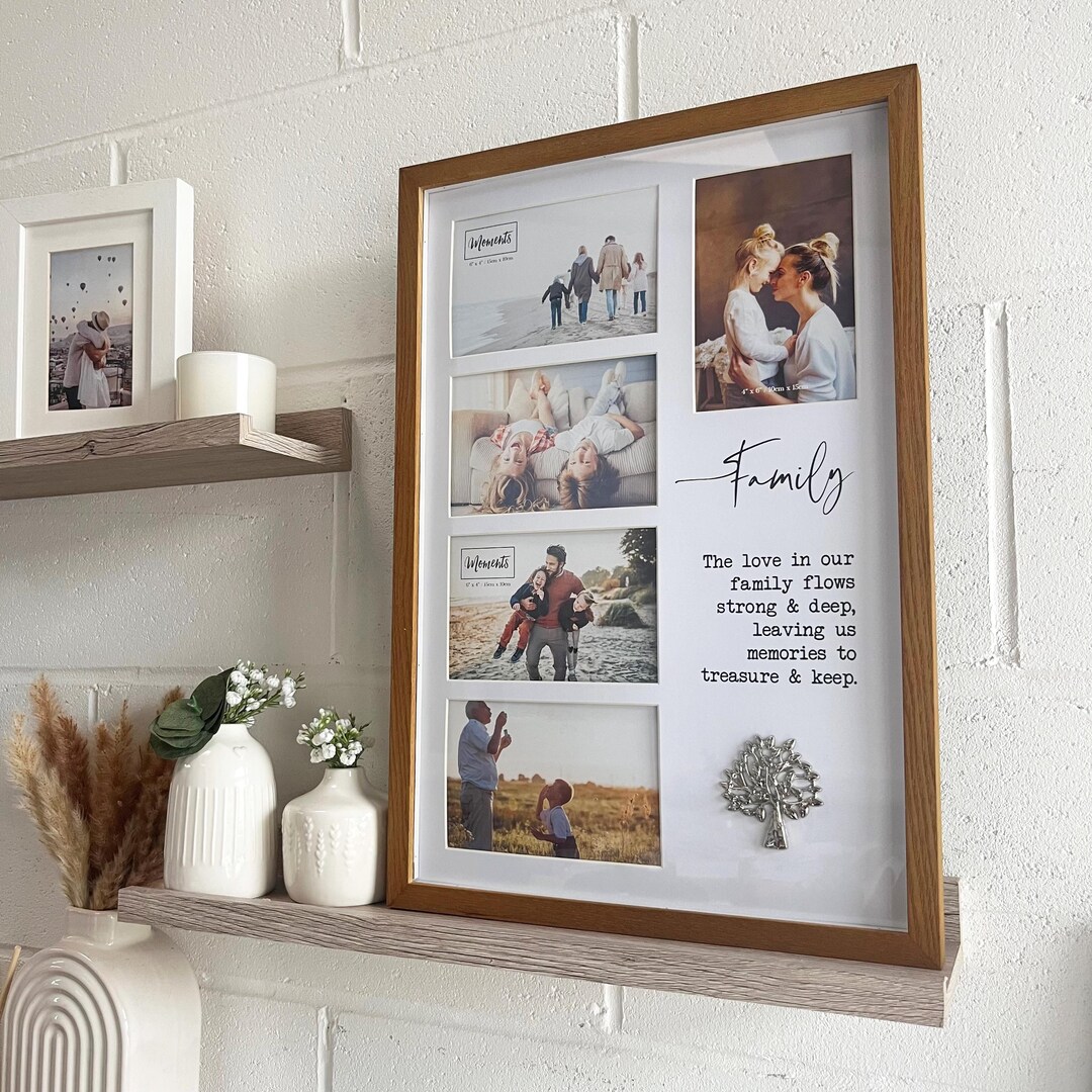 Wooden Collage Multi Photo Frame Real Wood Picture Frame Dark Wood ...