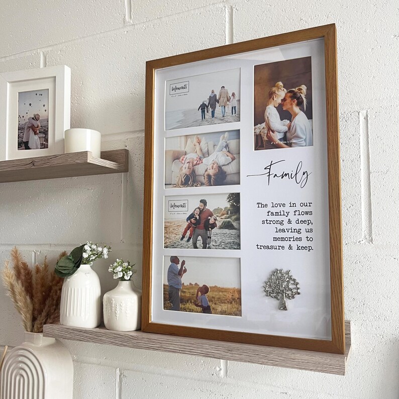 Wooden Collage Multi Photo Frame Real Wood Picture Frame Dark Wood ...