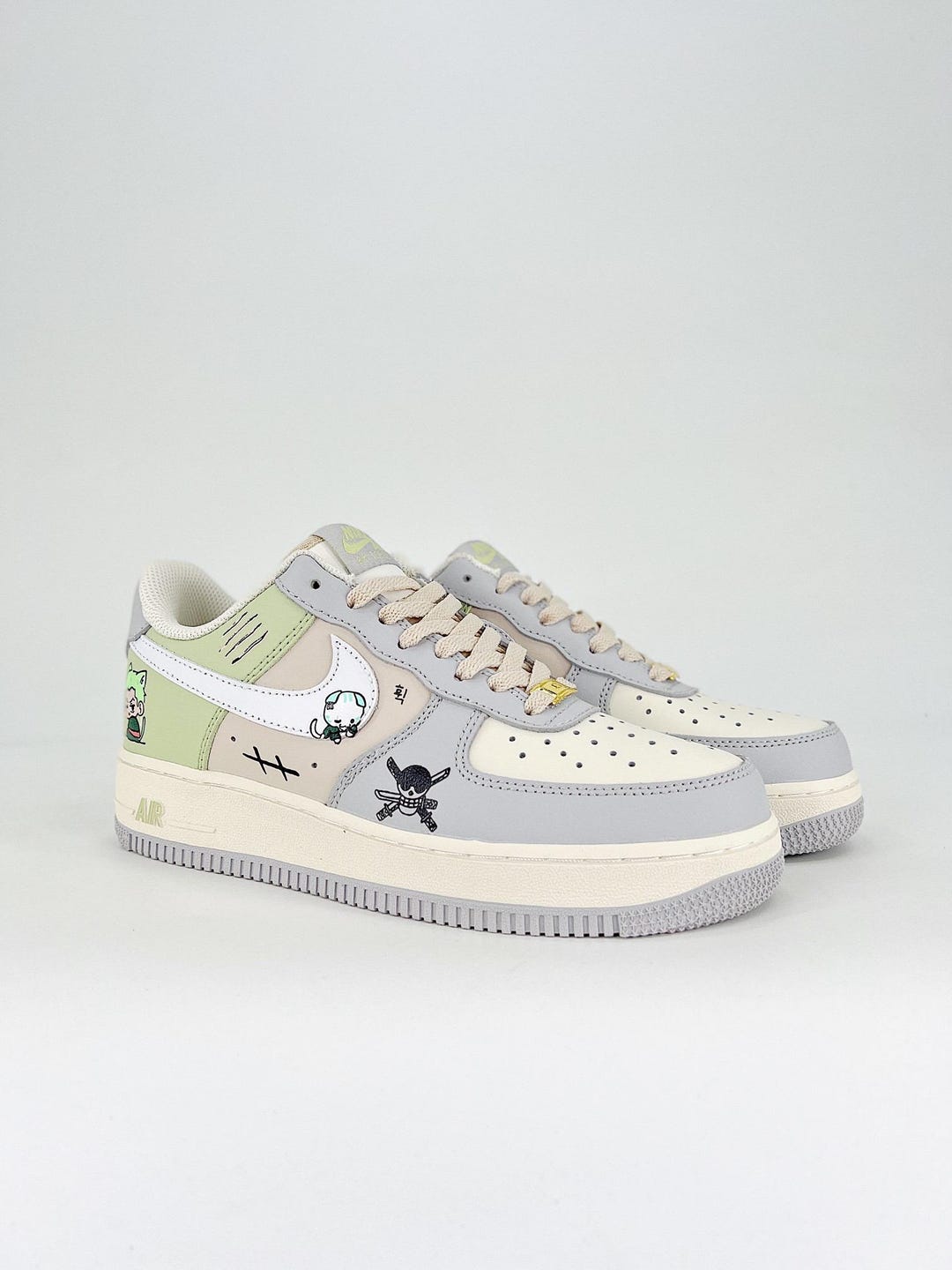 Custom Air Force Sneakers Air Force 1 AF1 Anime and Pirate Logo Made ...