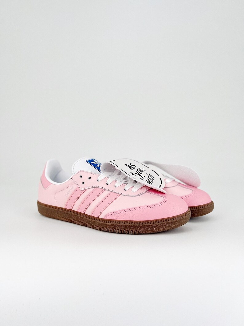 Custom Samba Sneakers, Custom Pink Color Shoes Hand-painted Pattern ...