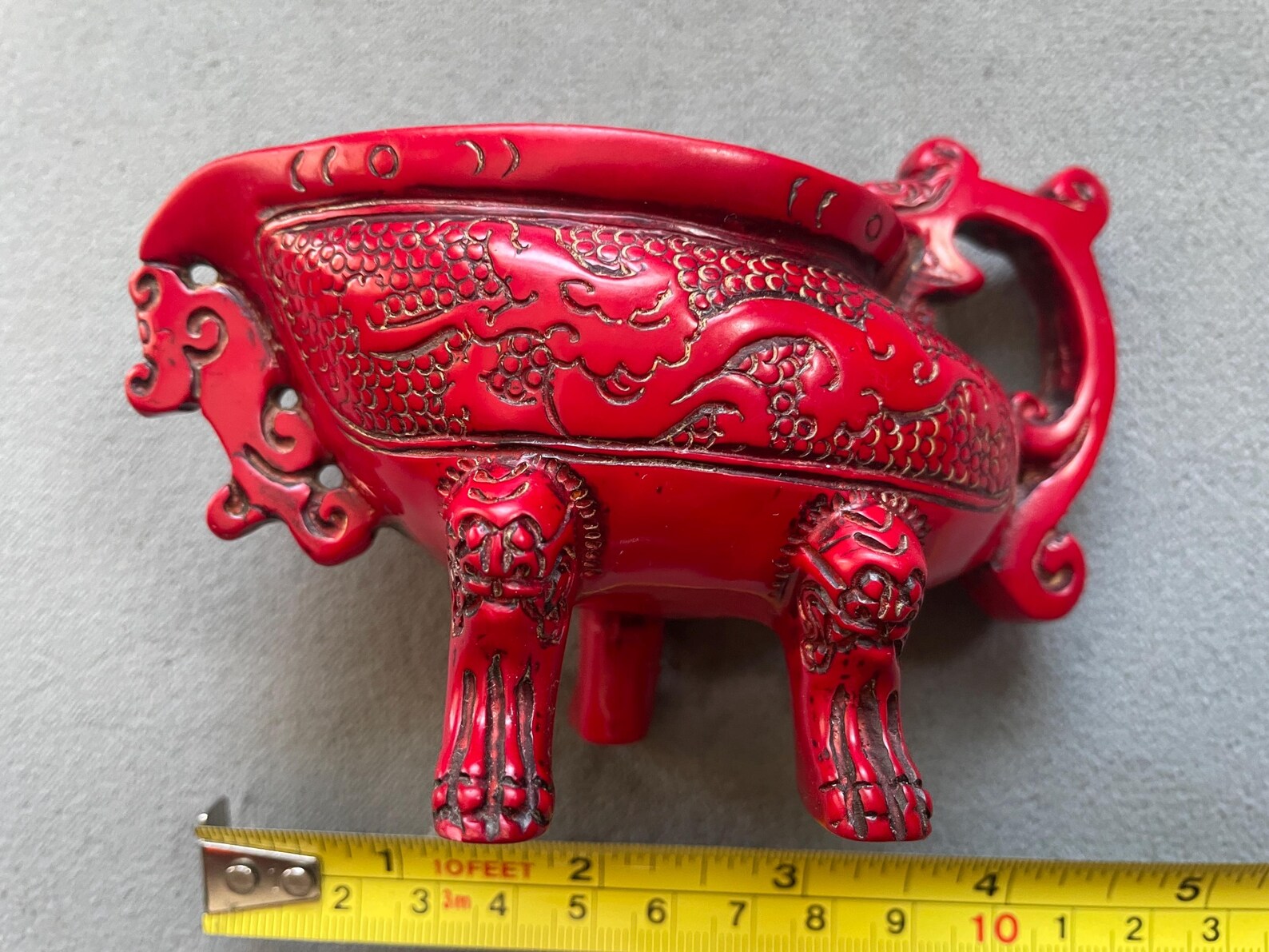 Chinese Antique Tick Red Lacquer Ware Decorative Pattern Tripod Cup - Etsy