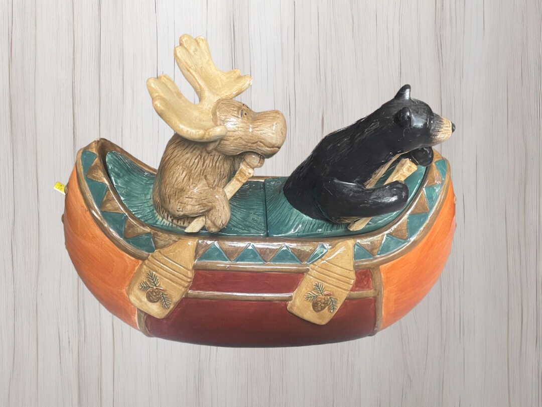 Super Rare Mercuries Bear and Moose Cookie Jar With Divided ...