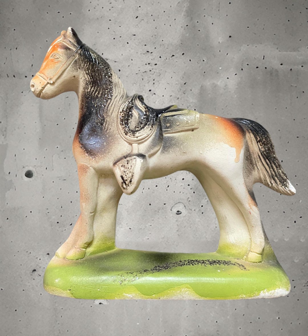 Antique 1920- 1930 Chalkware White Horse Figure Statue Bookend One ...