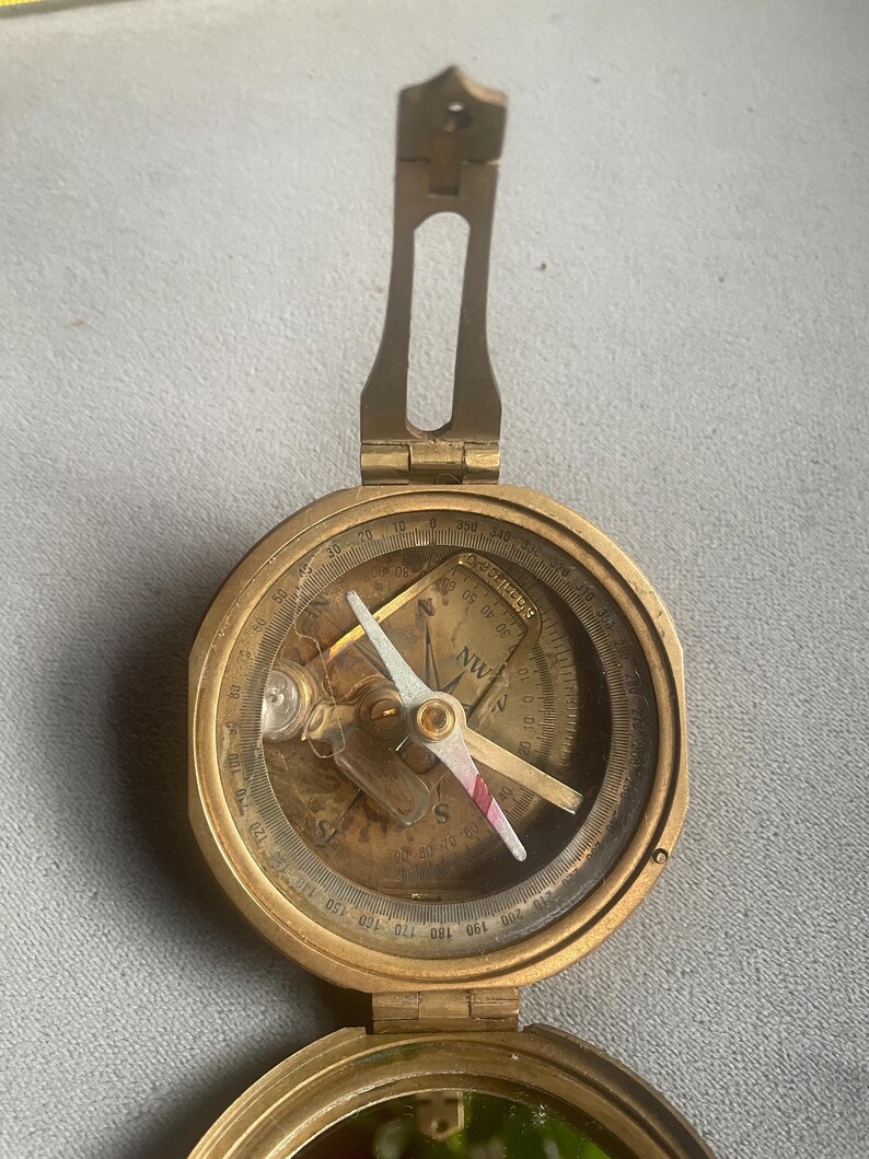Early Stanley London Sine Brass Lensatic Compass Maritime Portable Tool ...