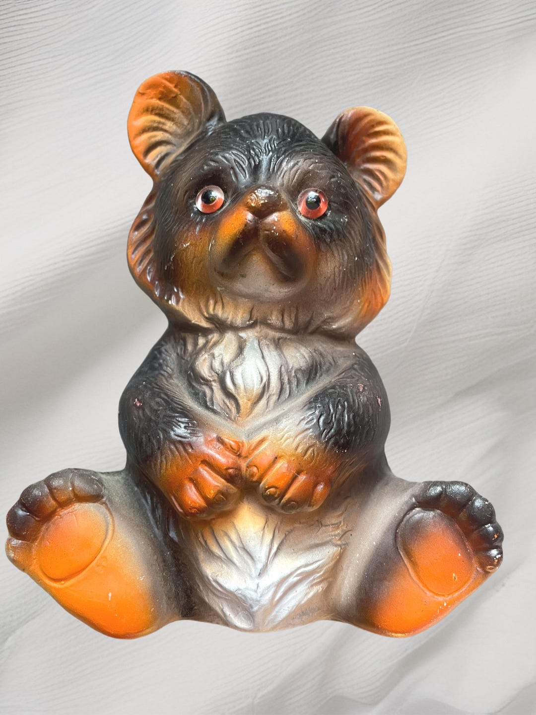 Vintage Brown Bear Cub/teddy Bear Chalkware Coin Bank 6” Tall Hand ...