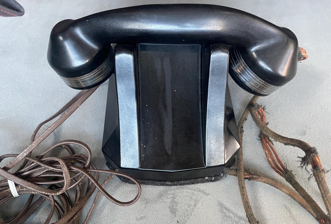 VINTAGE TELEPHONE MONOPHONE Automatic Electric Rotary Telephone Black ...