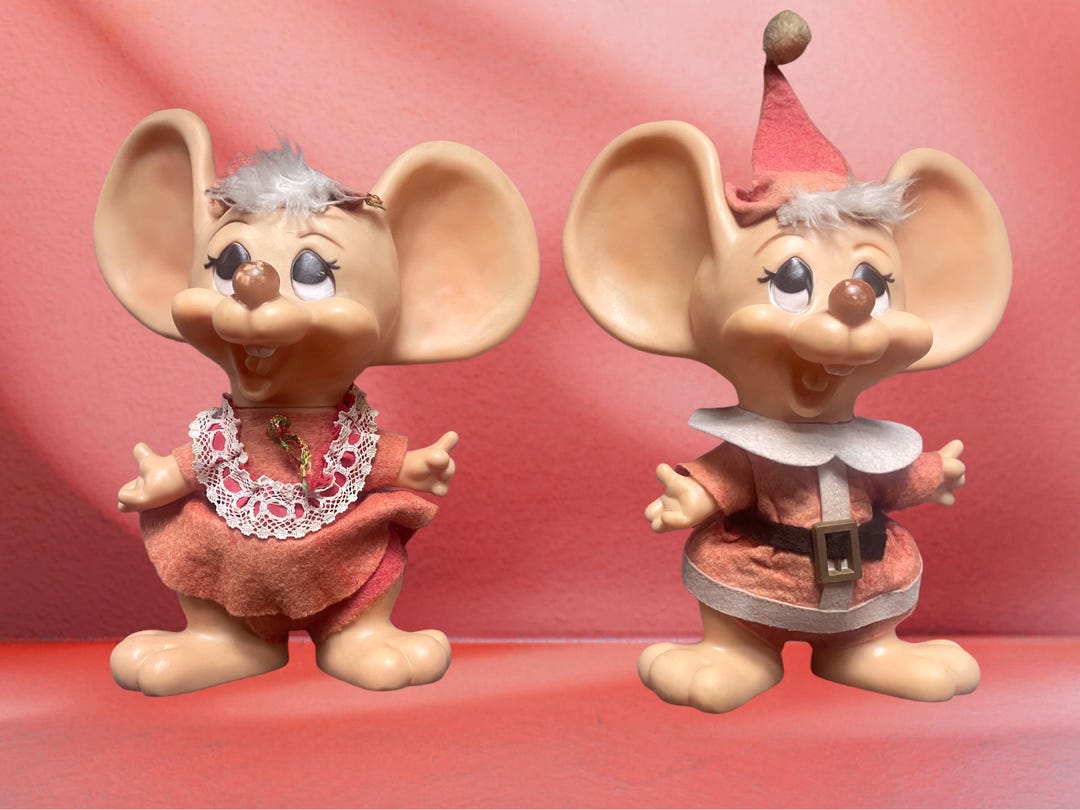 Vintage 1970 Roy Des of Fla - Big Ear Mouse Santa & Mrs Claus Set Lot ...