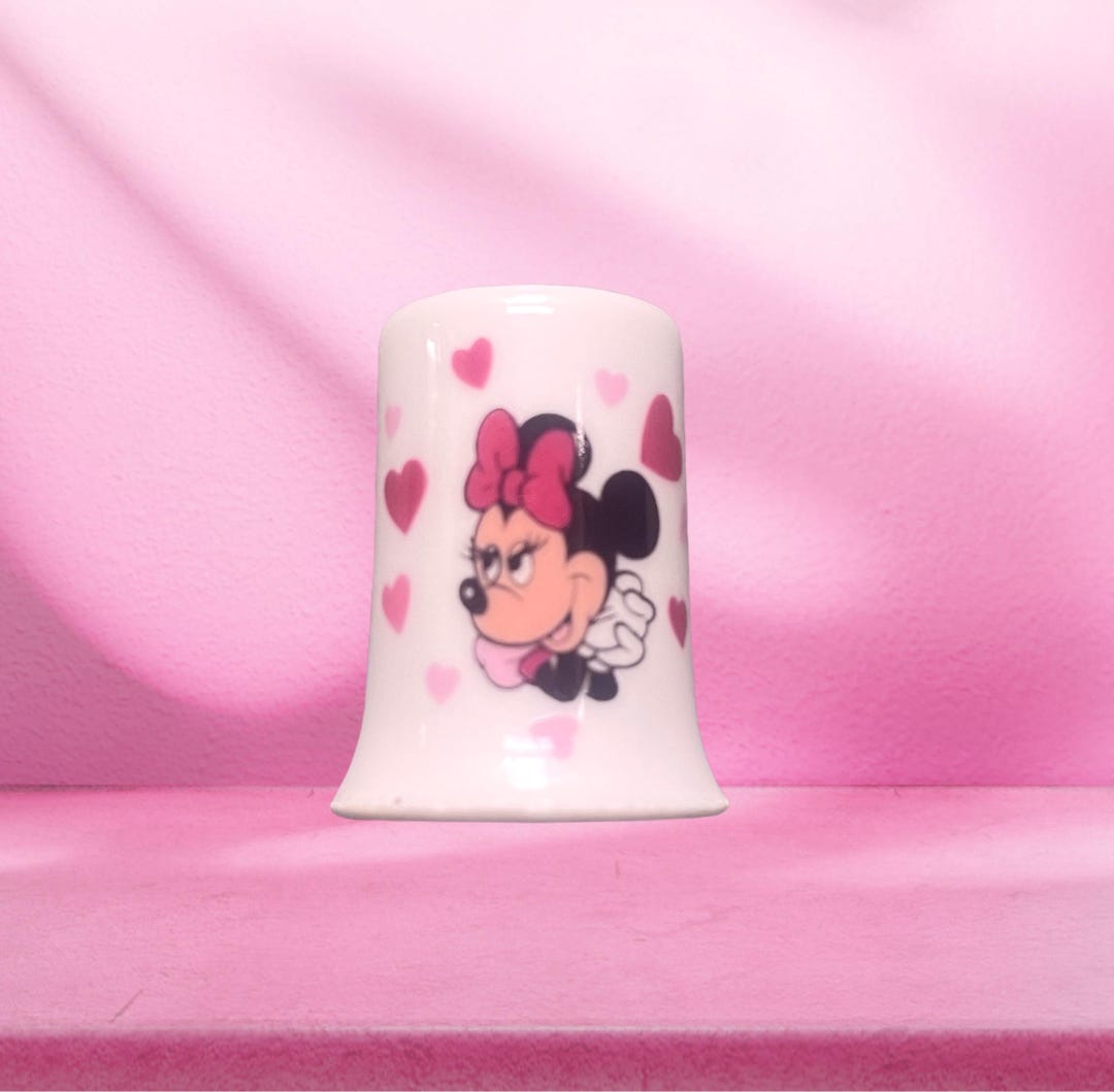 Walt Disney Minnie Mouse Red & Pink Hearts Genuine Bone China Sewing ...