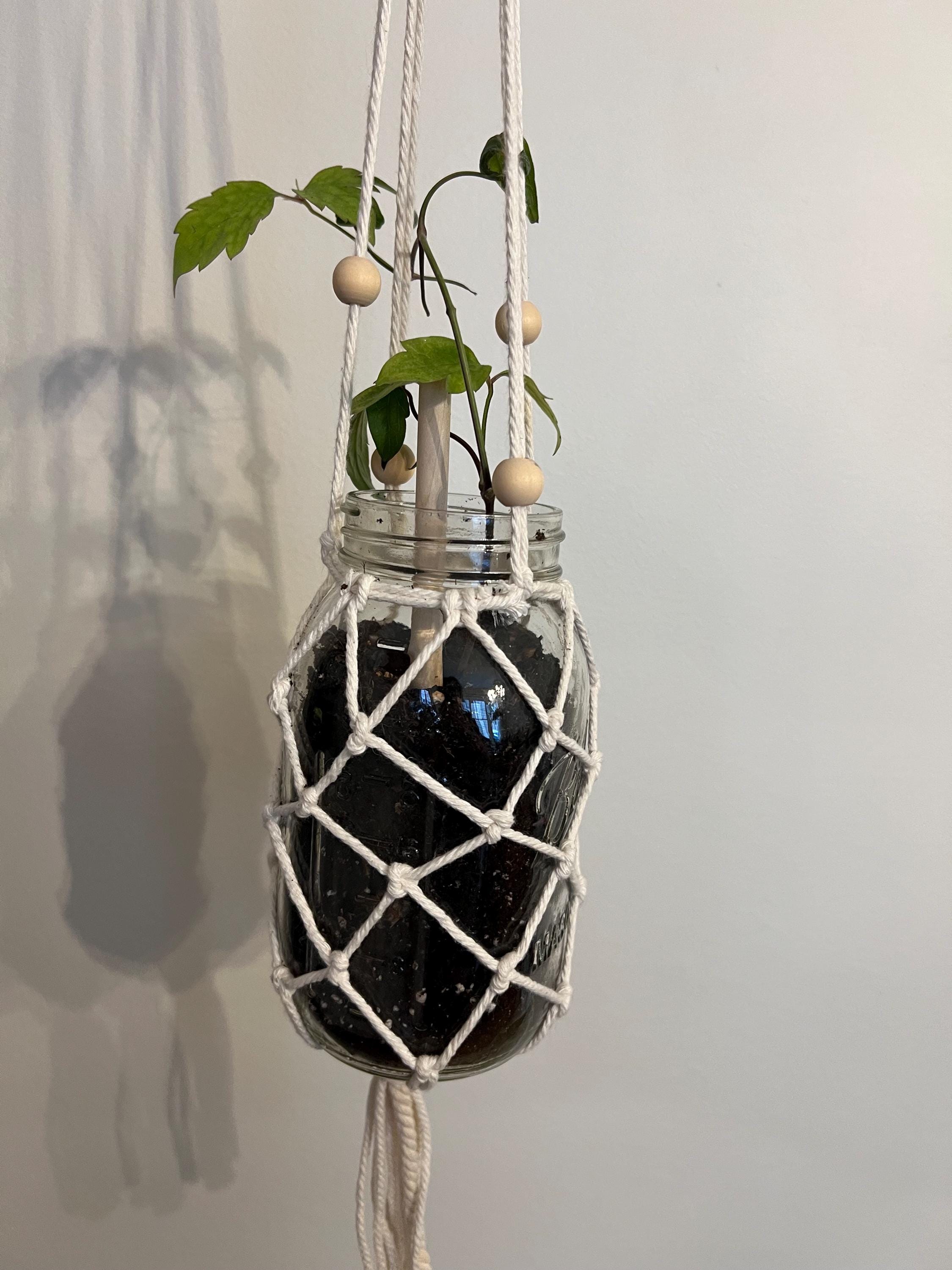 Macramé Mason Jar 36 Oz Hanging Plant Pot With Hook and Jar - Etsy