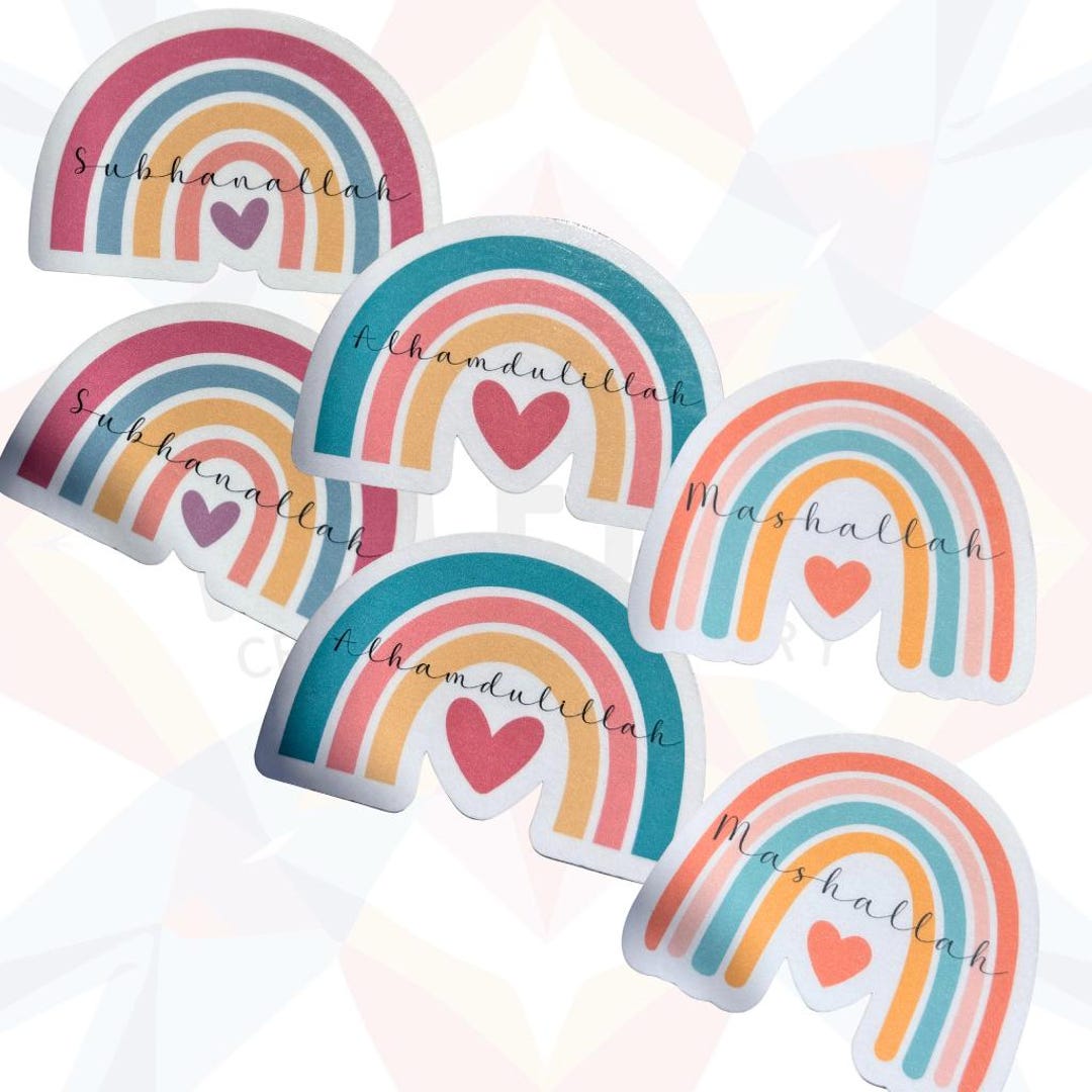 Rainbow Islamic Glossy Sticker Set- Vibrant and Singular - Etsy
