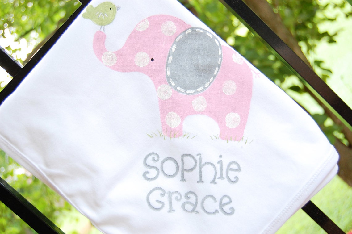 Personalized Baby Blanket With Pink and Gray Polka Dot - Etsy