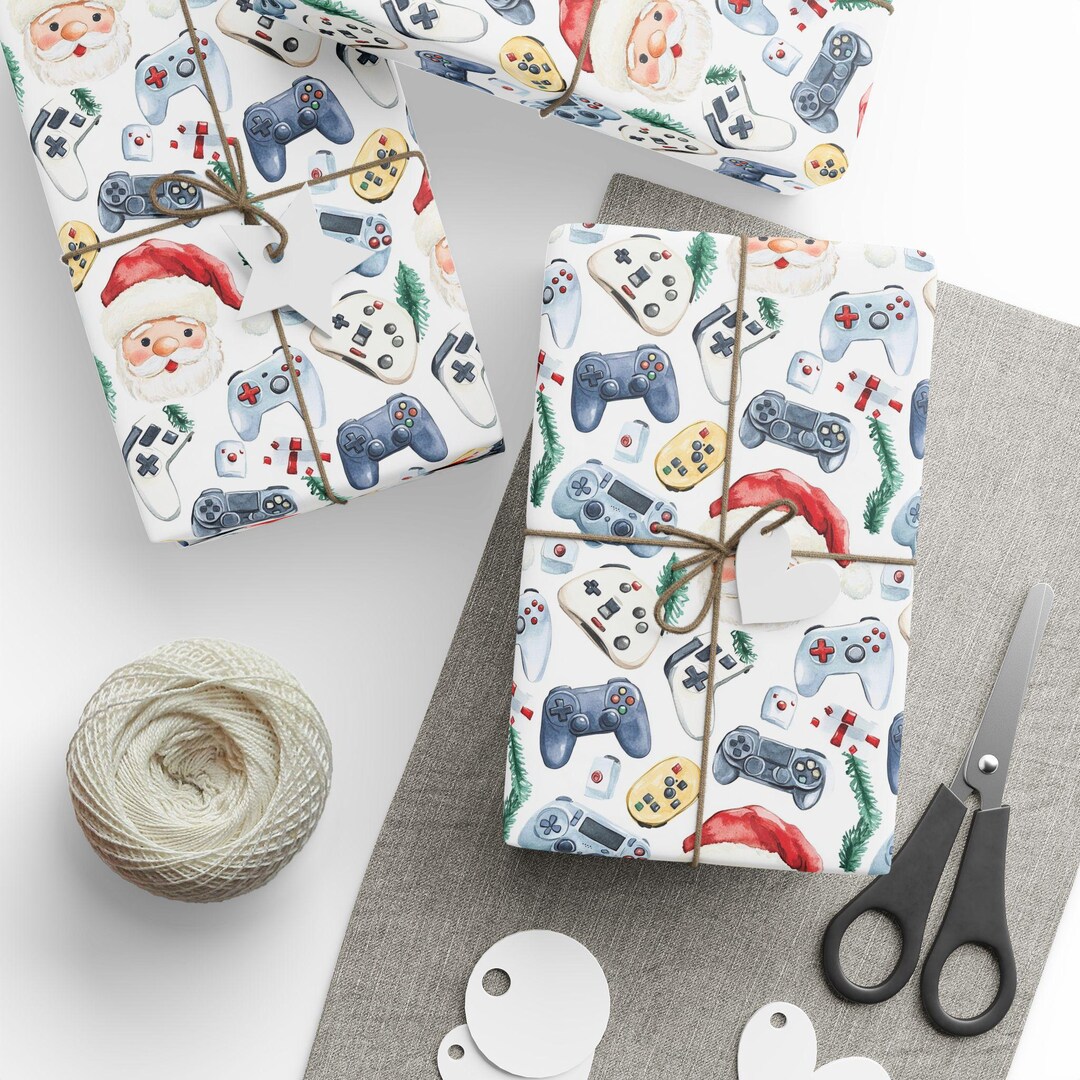 Gamer Christmas Wrapping Paper | Video Game Controller Gift Wrap With ...