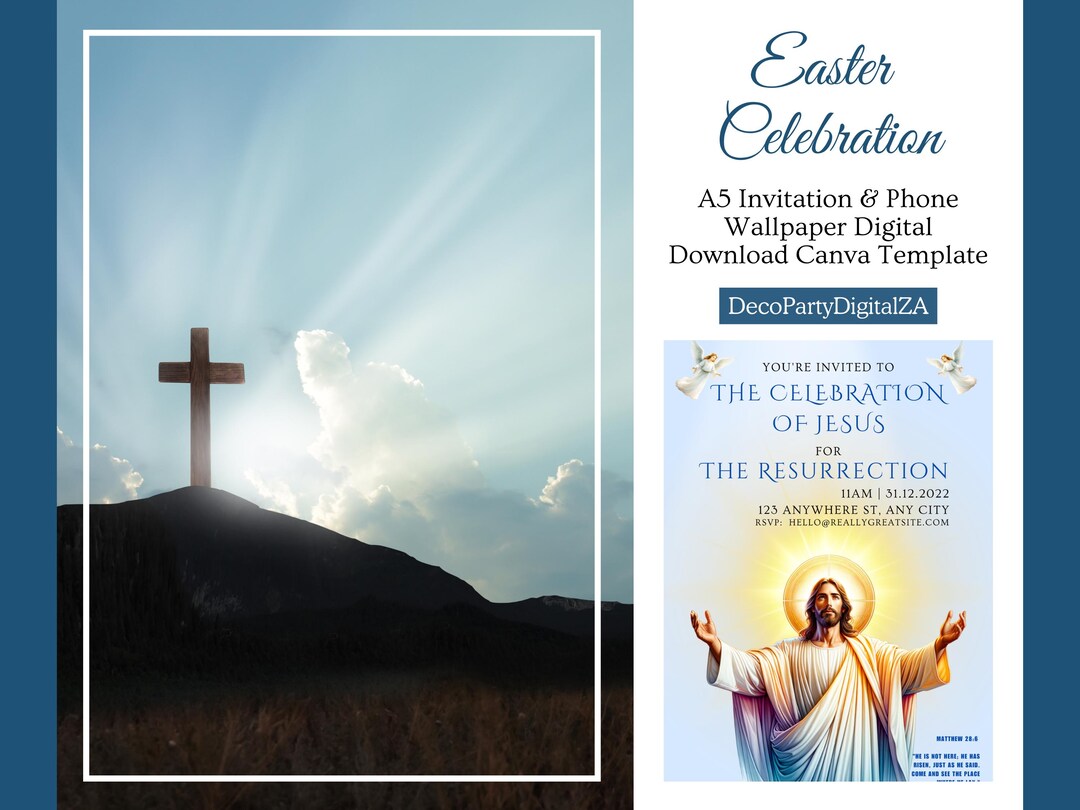 Easter Celebration of Jesus' Resurrection Canva Template Christian ...