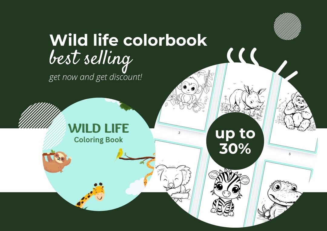 Printable Wild Life Coloring Book - Etsy