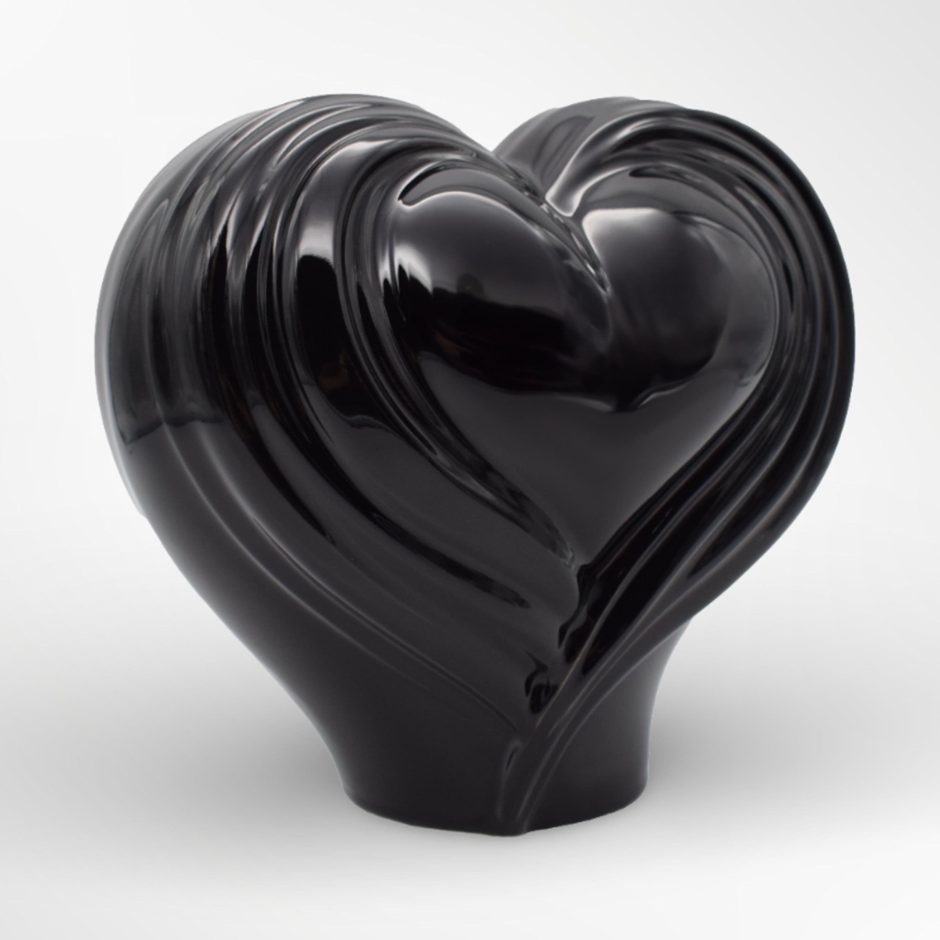 Elegant Purple Ceramic Urn With Heart Design, Large Glossy Memorial Urn ...