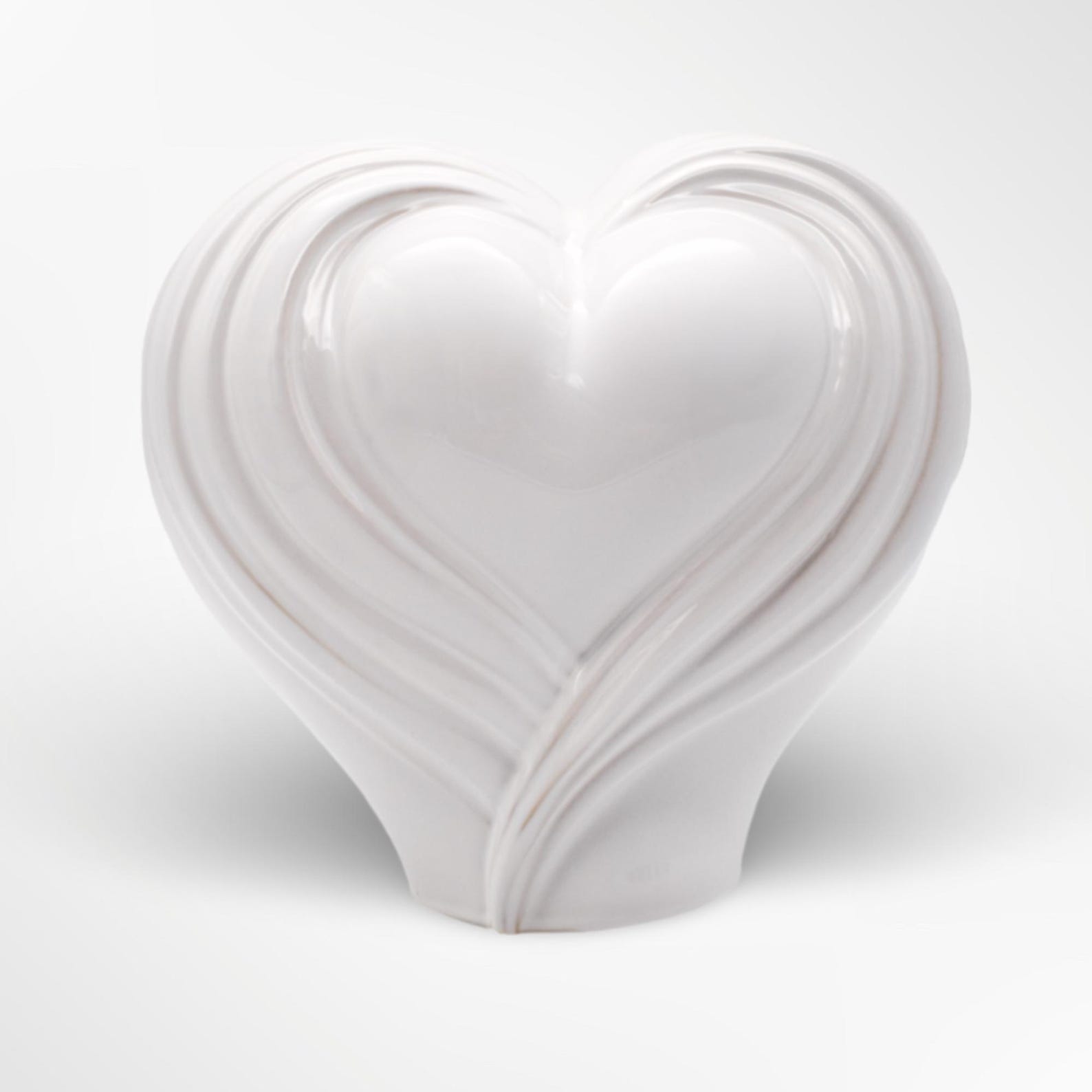 Heart-shaped White Glossy Ceramic Urn - Elegant and Timeless Memorial ...