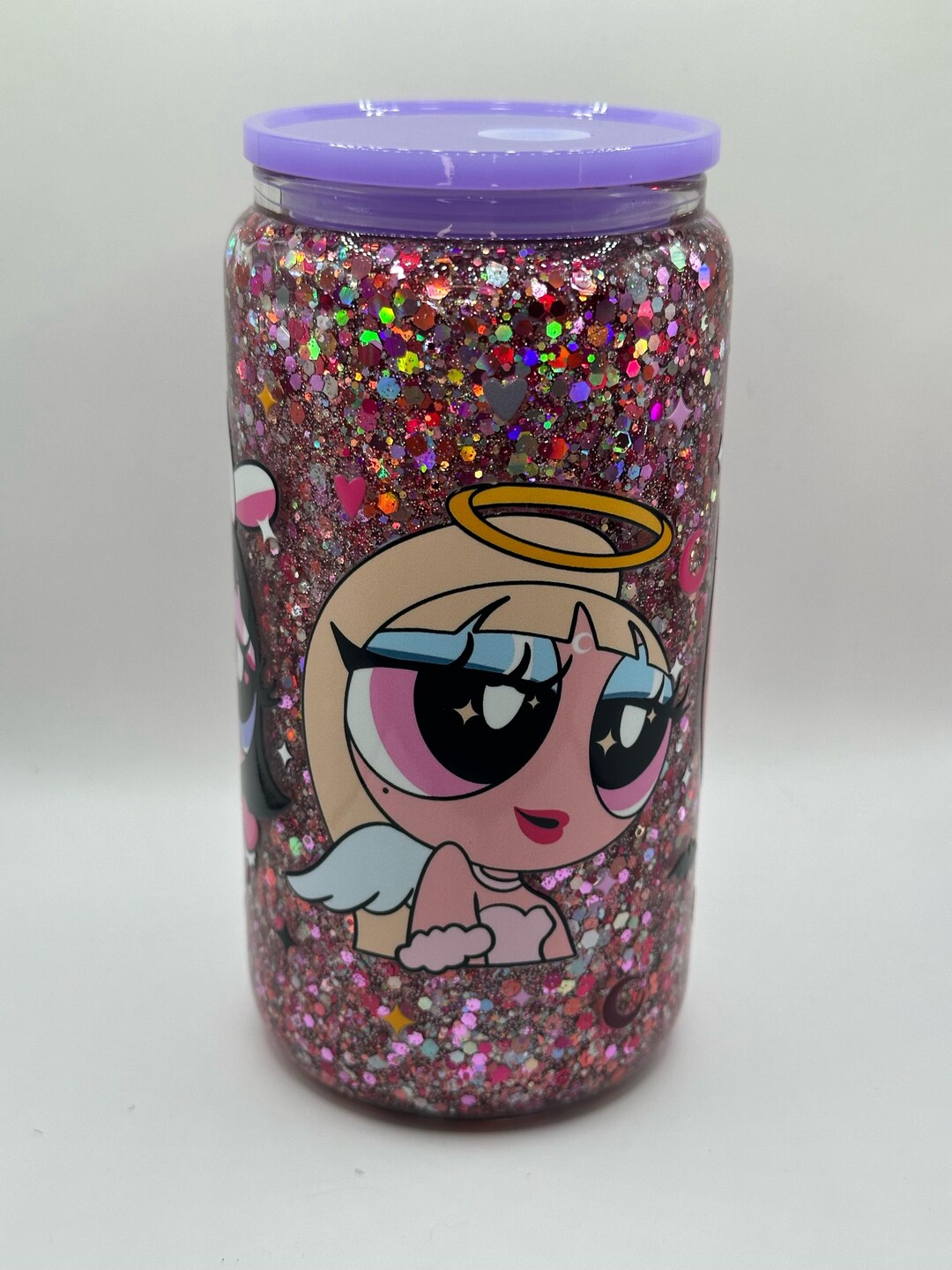 Custom 16 Oz Glass Halloween Powerpuff Girls Snow Globe Cup - Etsy