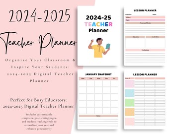 140 Page Digital or Printable Teacher Planner! 2024-2025 School Year - Etsy