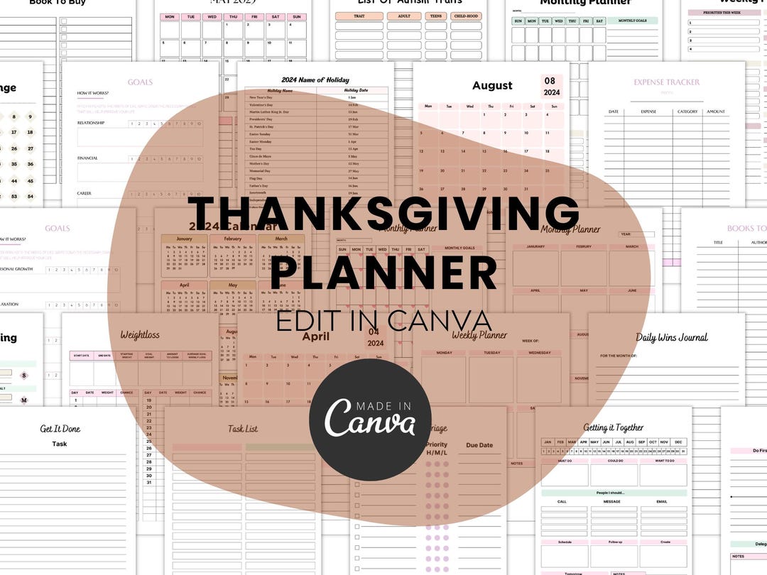 Thanksgiving Planner Canva Template - Etsy